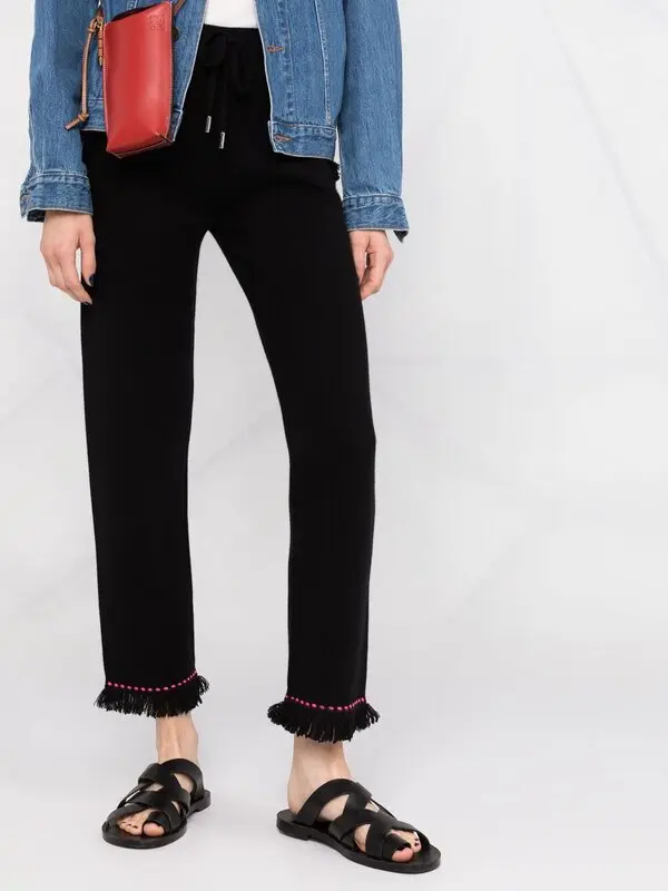 Max & Moi Frayed Contrast-stitch Trousers