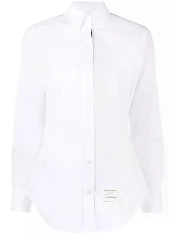 Thom Browne Logo-patch Cotton Shirt - White