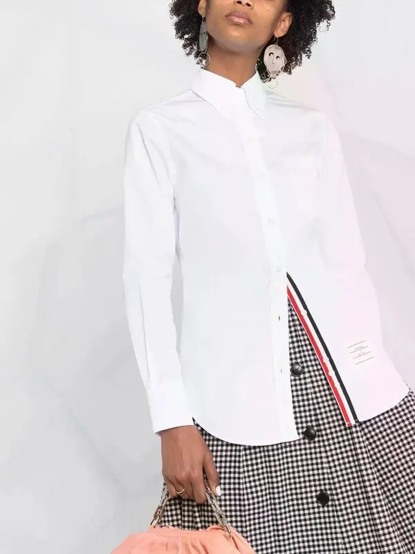 Thom Browne Logo-patch Cotton Shirt - White
