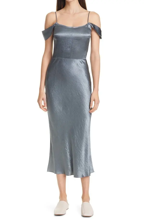 cold shoulder dress grey Grey Iridescent Sequin Cold-Shoulder Formal Dress GM010193