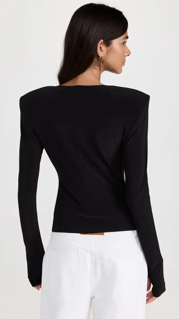 Norma Kamali Shoulder Pad Long Sleeve Top