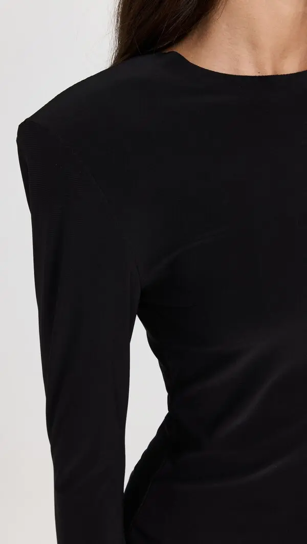 Norma Kamali Shoulder Pad Long Sleeve Top