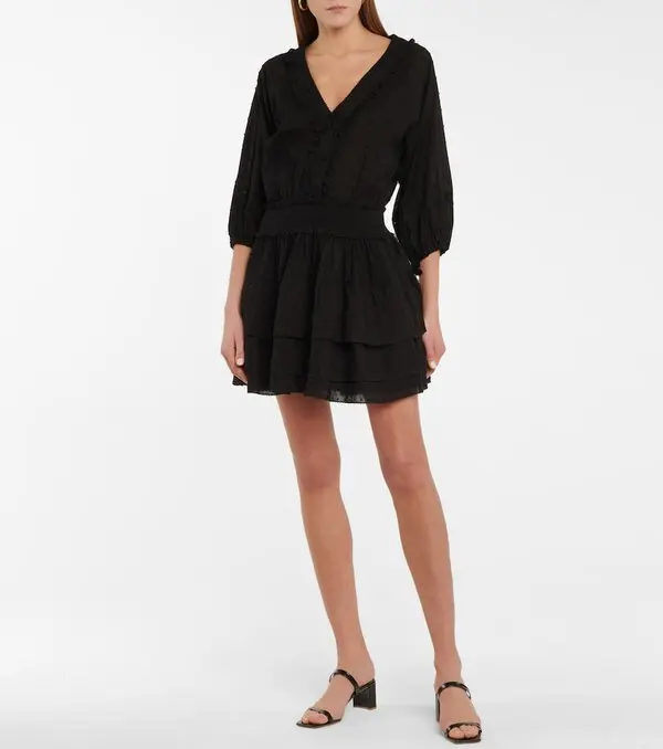 Poupette St Barth Ariel Cotton Minidress - Black