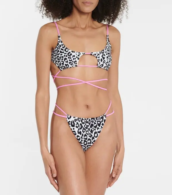 REINA OLGA Theresa Leopard-print Bikini Top