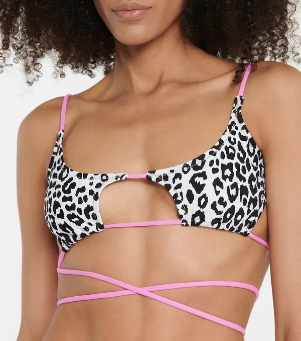 REINA OLGA Theresa Leopard-print Bikini Top