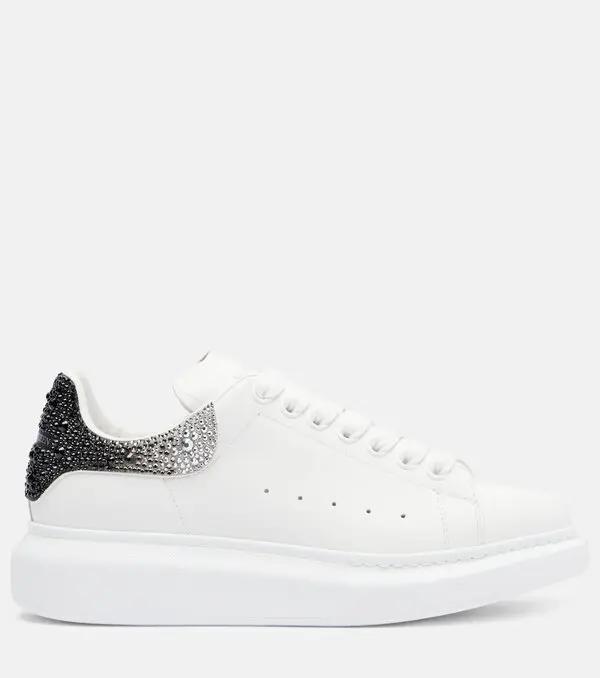 Alexander McQueen Oversized Embellished Leather Sneakers - White