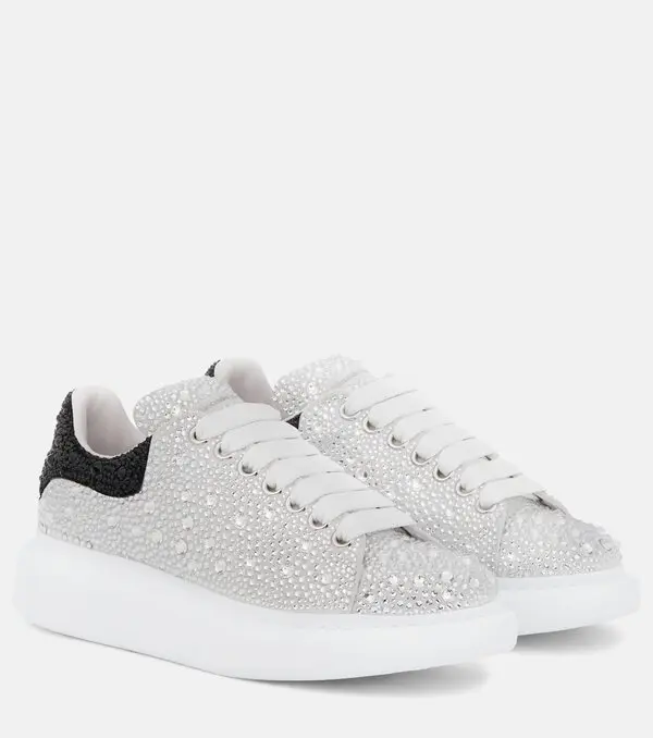Alexander McQueen Oversized Embellished Leather Sneakers - White