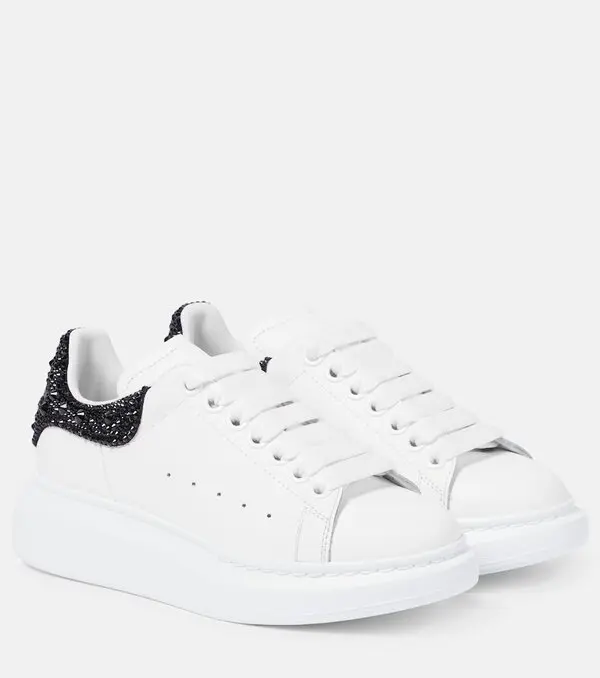 Alexander McQueen Oversized Embellished Leather Sneakers - White