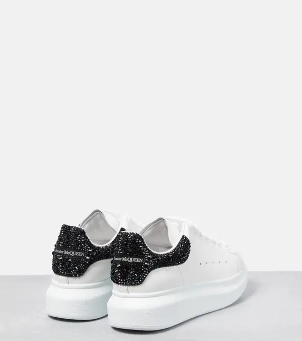 Alexander McQueen Oversized Embellished Leather Sneakers - White