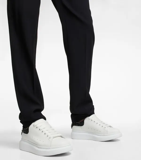 Alexander McQueen Oversized Embellished Leather Sneakers - White