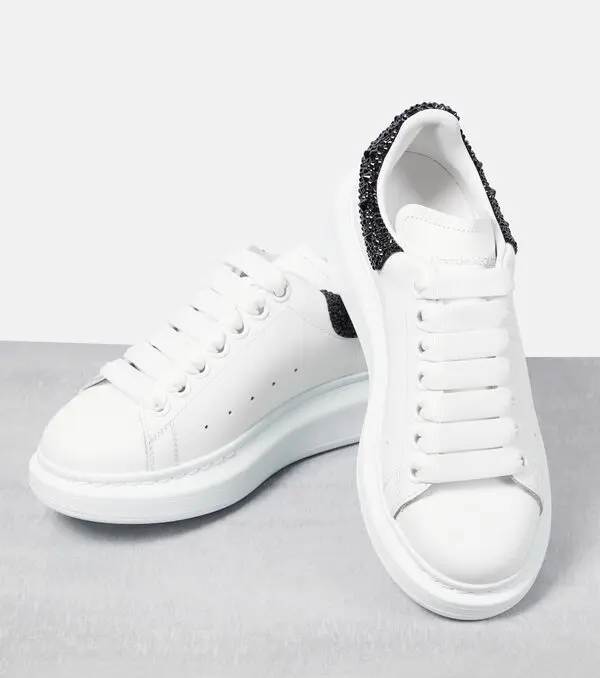 Alexander McQueen Oversized Embellished Leather Sneakers - White