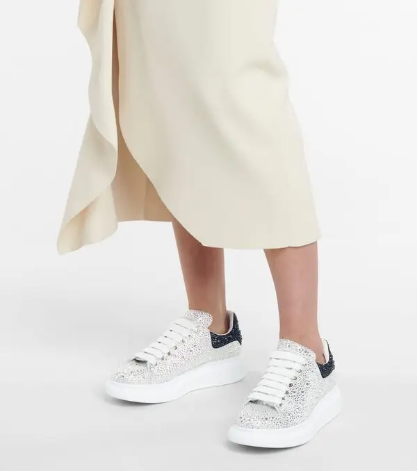 Alexander McQueen Oversized Embellished Leather Sneakers