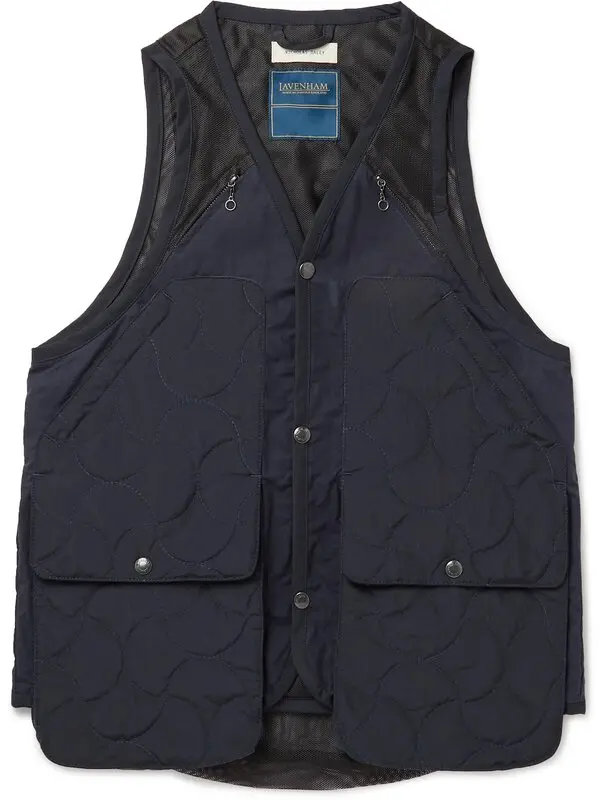 Nicholas Daley Lavenham Sashiko Quilted Waxed-Cotton And Mesh