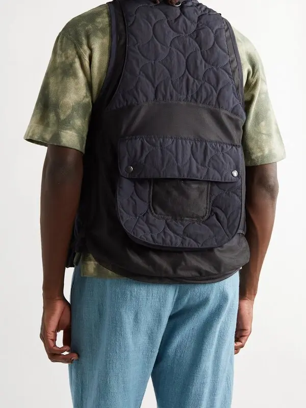 Nicholas Daley Lavenham Sashiko Quilted Waxed-Cotton And Mesh