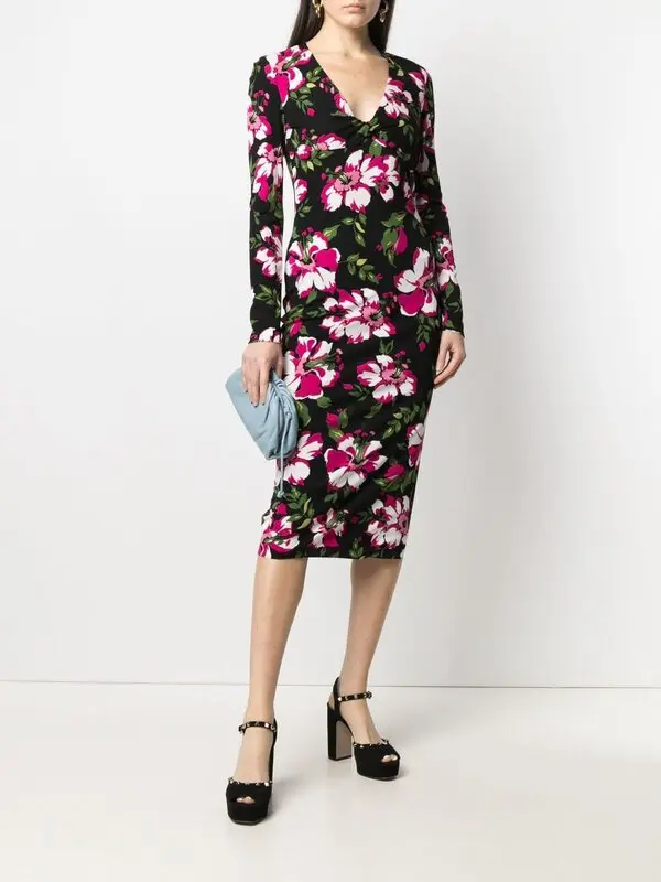 TOM FORD Floral-print Midi Dress - Black