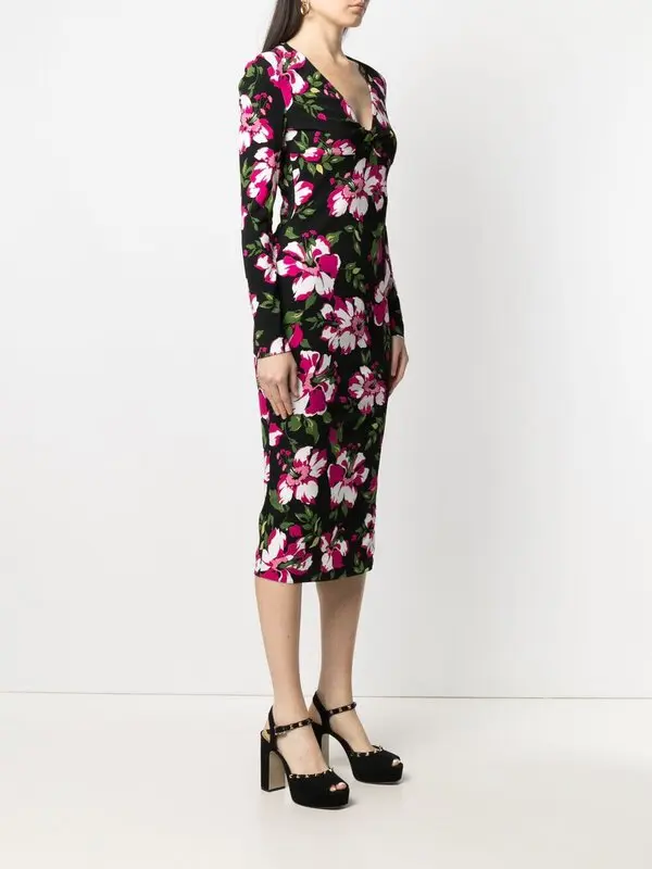 TOM FORD Floral-print Midi Dress - Black