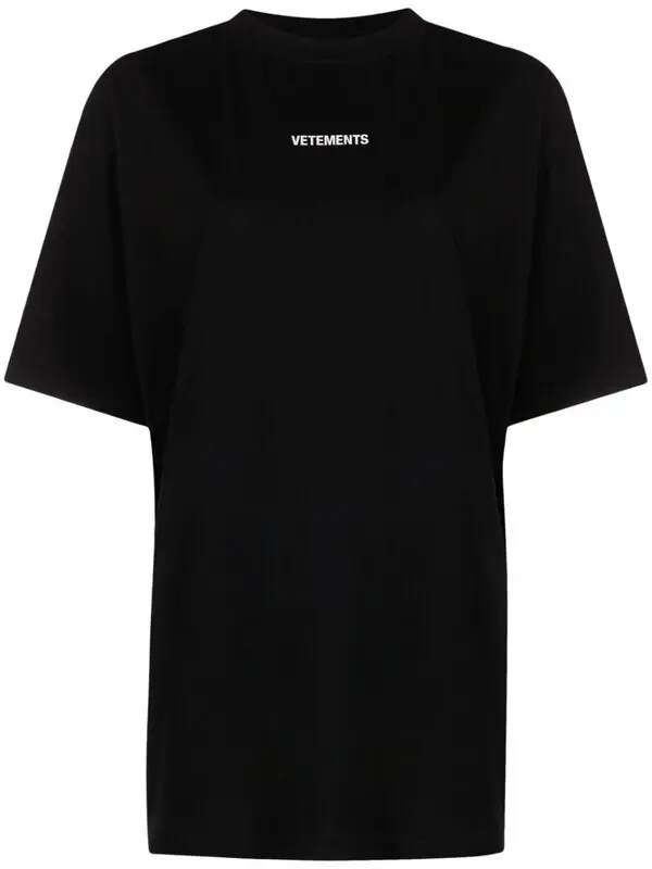 Vetements Logo-Print Oversized T-Shirt In Black - 60% Off