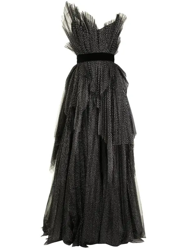 RALPH&RUSSO Pleated-tulle Silk Ball Gown