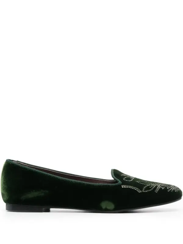 10 CORSO COMO Studded Velvet Ballerinas - Green