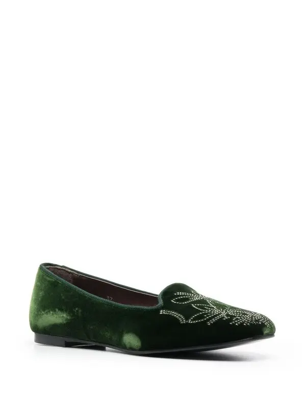 10 CORSO COMO Studded Velvet Ballerinas - Green