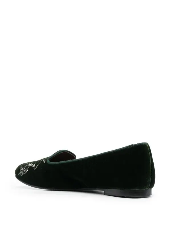 10 CORSO COMO Studded Velvet Ballerinas - Green