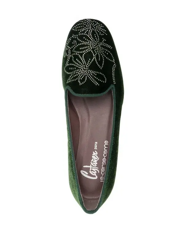 10 CORSO COMO Studded Velvet Ballerinas - Green