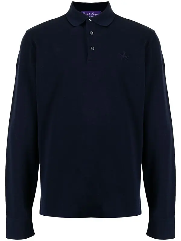 Ralph Lauren Purple Label Embroidered Logo Polo Shirt - Blue