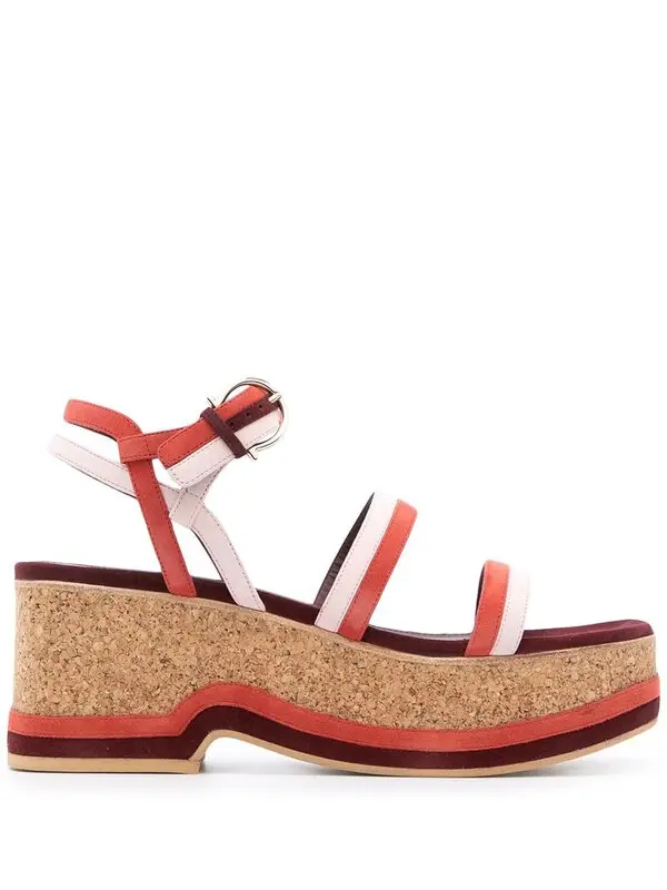 FERRAGAMO Mysen Wedge Sandals - Red