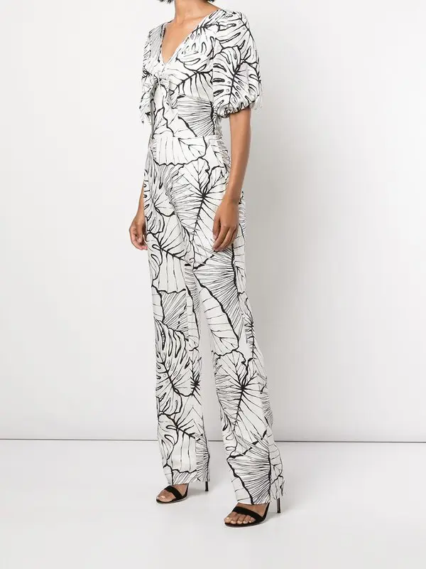 Marchesa Leaf-print Jumpsuit