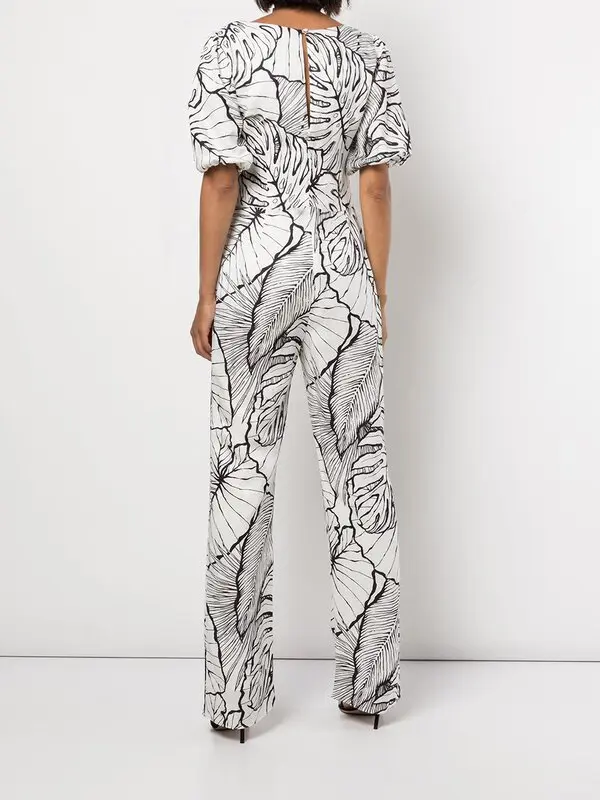 Marchesa Leaf-print Jumpsuit