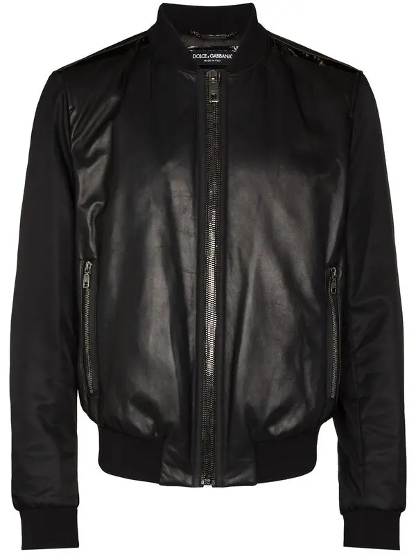 Dolce & Gabbana Panelled Leather Bomber Jacket