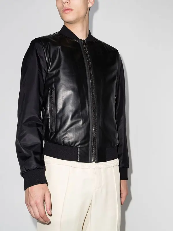 Dolce & Gabbana Panelled Leather Bomber Jacket