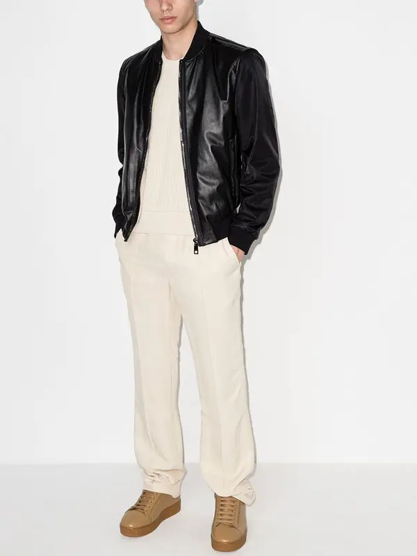 Dolce & Gabbana Panelled Leather Bomber Jacket