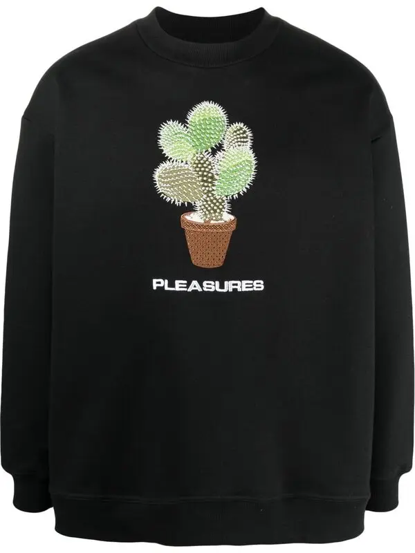 PLEASURES Spike Embroidery Rib-trimmed Sweatshirt - Black
