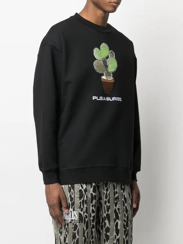 PLEASURES Spike Embroidery Rib-trimmed Sweatshirt - Black