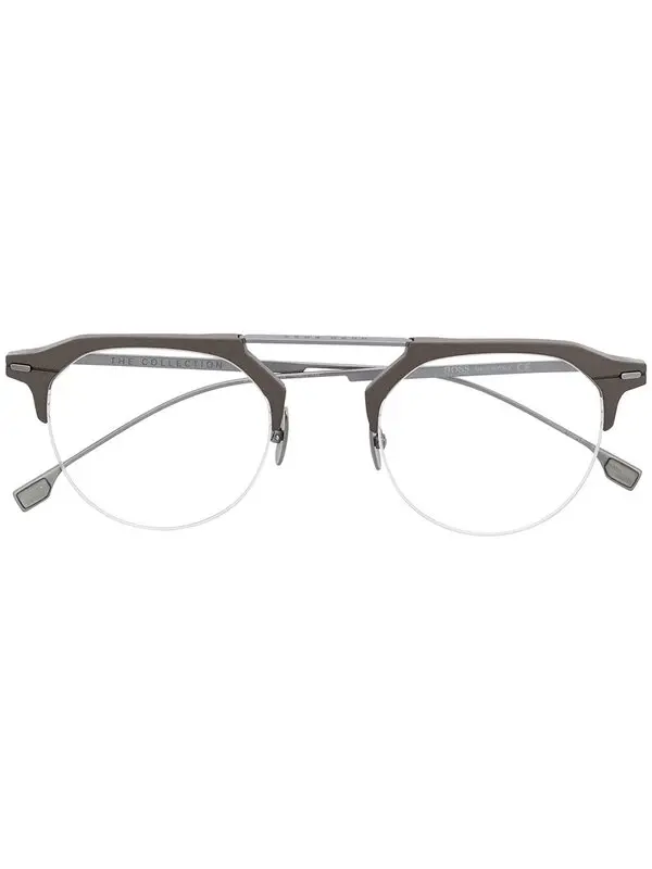 BOSS Semi-rimless Round Frame Eyeglasses