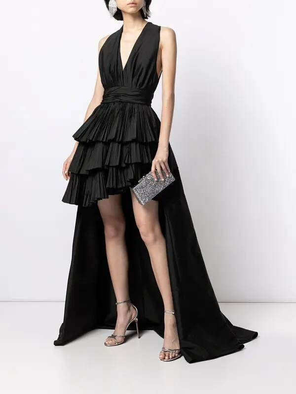 Elie Saab Pleated Silk Dress