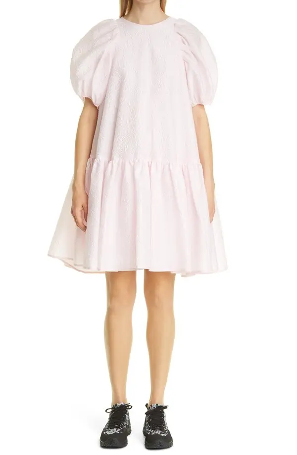 Cecilie Bahnsen Alexa Floral Cloque Babydoll Dress - Pink | Editorialist