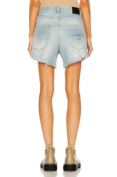 R13 Damon Pleated Short In Denim-light