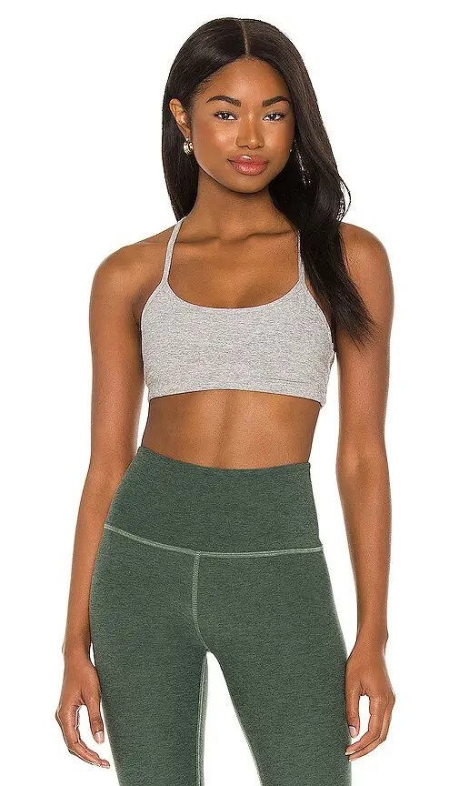Beyond Yoga Spacedye Slim Racerback Bra In Grey - Silver Mist