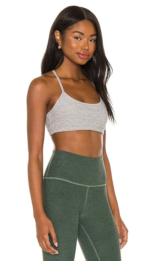 Beyond Yoga Spacedye Slim Racerback Bra In Grey - Silver Mist
