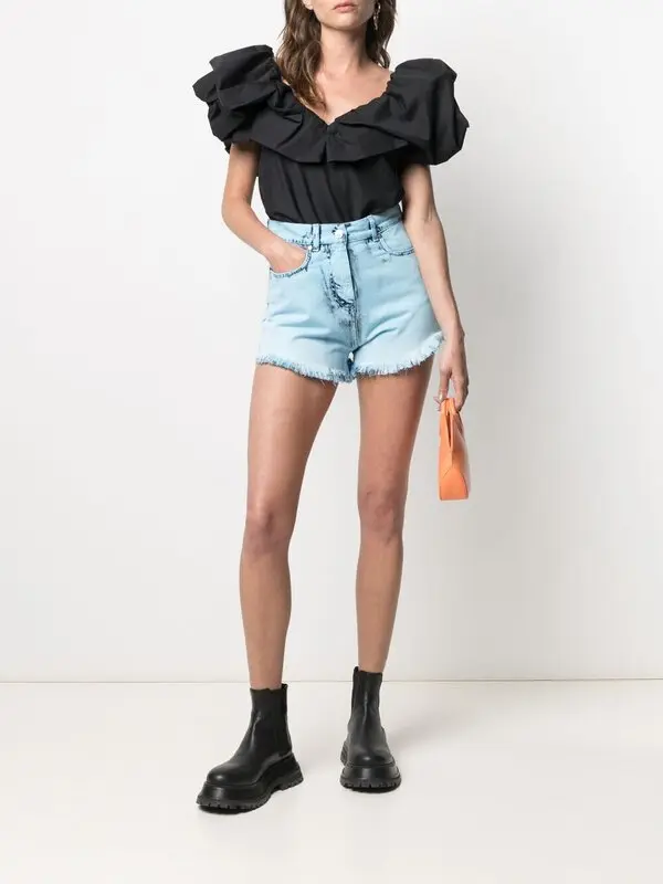 MSGM Distressed-effect Denim Shorts