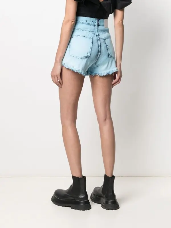 MSGM Distressed-effect Denim Shorts