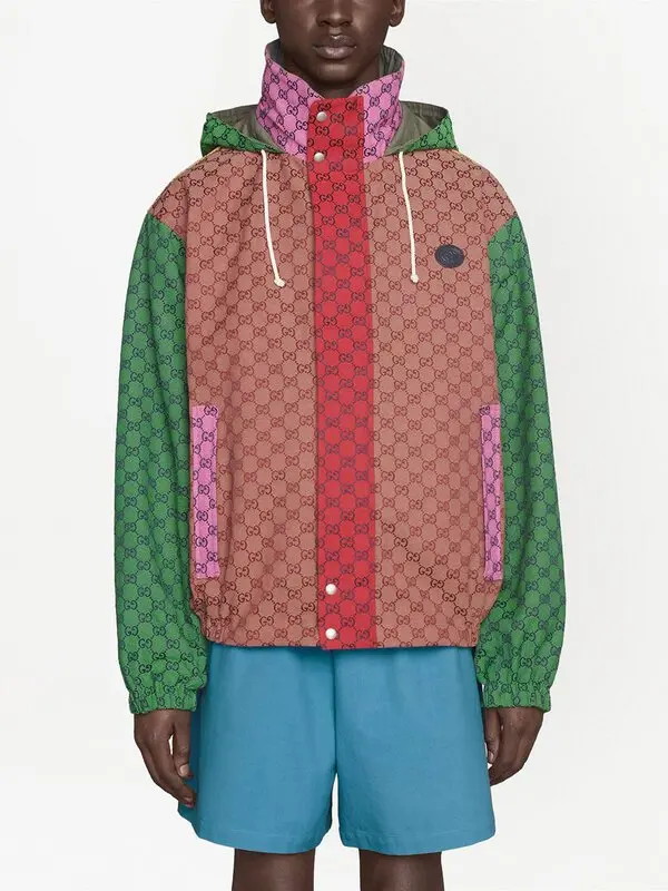 Gucci Gg Multicolour Canvas Zip Jacket - Brown | Editorialist