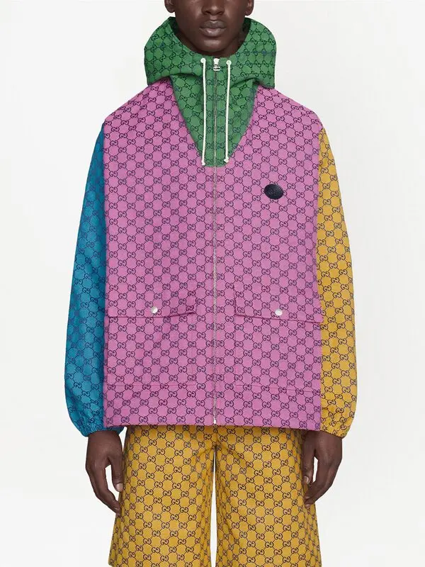 Gucci Gg Multicolor Canvas Hooded Jacket - Pink | Editorialist