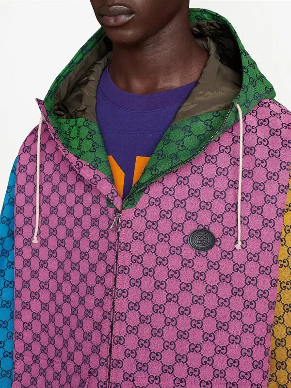 Gucci Gg Multicolor Canvas Hooded Jacket - Pink | Editorialist