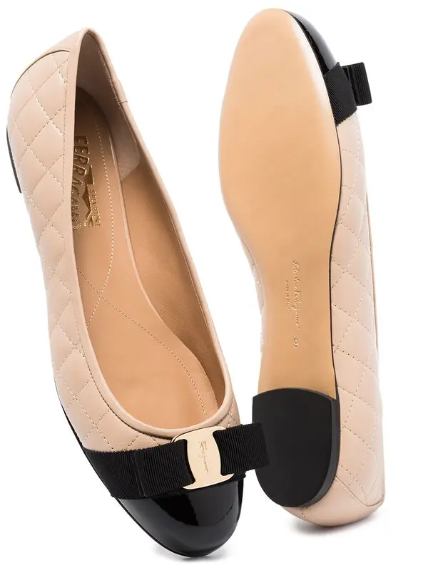 FERRAGAMO Quilted Ballerina Shoes - Neutrals