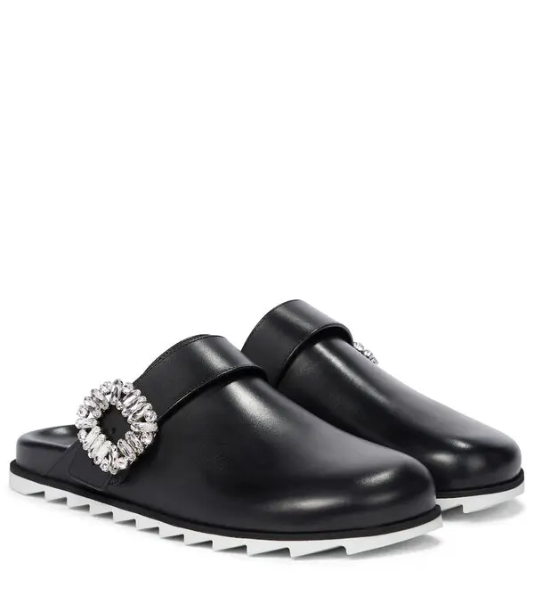 ROGER VIVIER Slidy Viv' Leather Mules