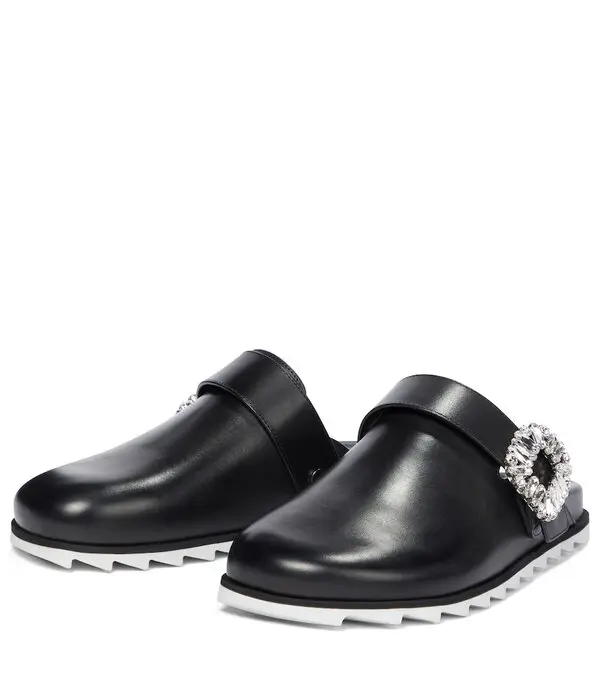 ROGER VIVIER Slidy Viv' Leather Mules