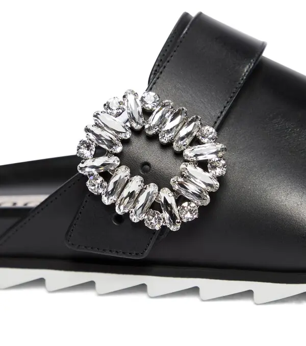 ROGER VIVIER Slidy Viv' Leather Mules